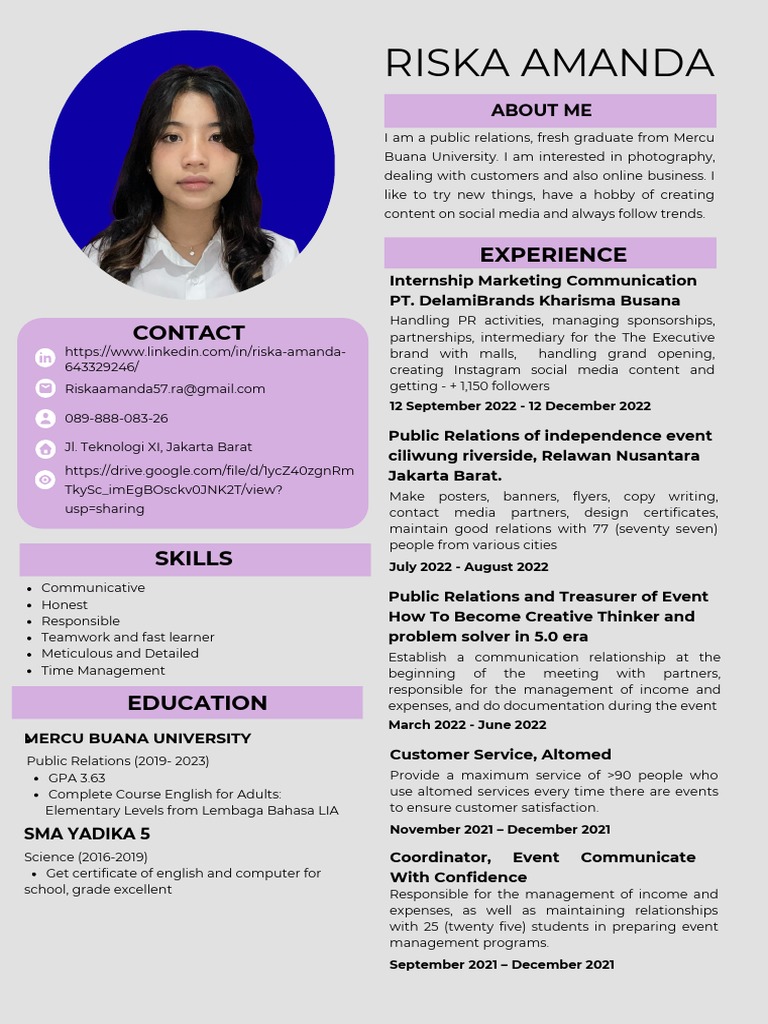 Salinan Dari Salinan Dari Riska Amanda - CV PDF | PDF | Communication | Human Communication