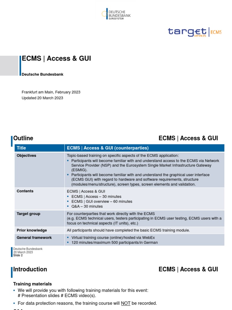Ecms Praesentationsunterlage Access Gui Data | PDF | Menu (Computing ...