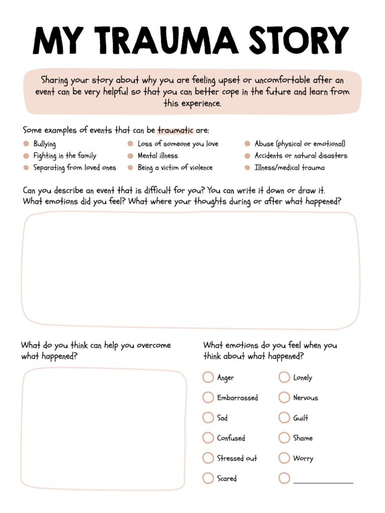 Trauma Therapy Worksheets Herbalebook - Com 8.5x11 | PDF