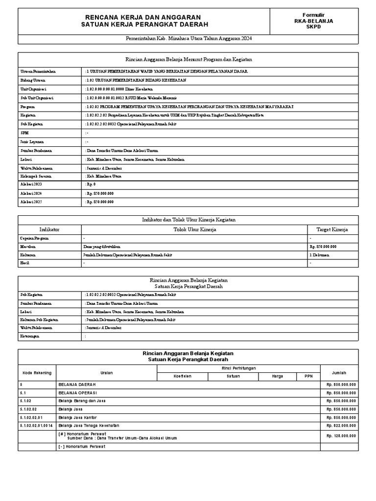 Sistem Informasi Pemerintahan Daerah - Cetak RKA Belanja SKPD | PDF
