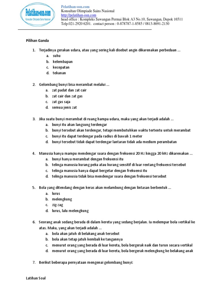 Latihan Soal OSN Sains | PDF | Sains & Matematika