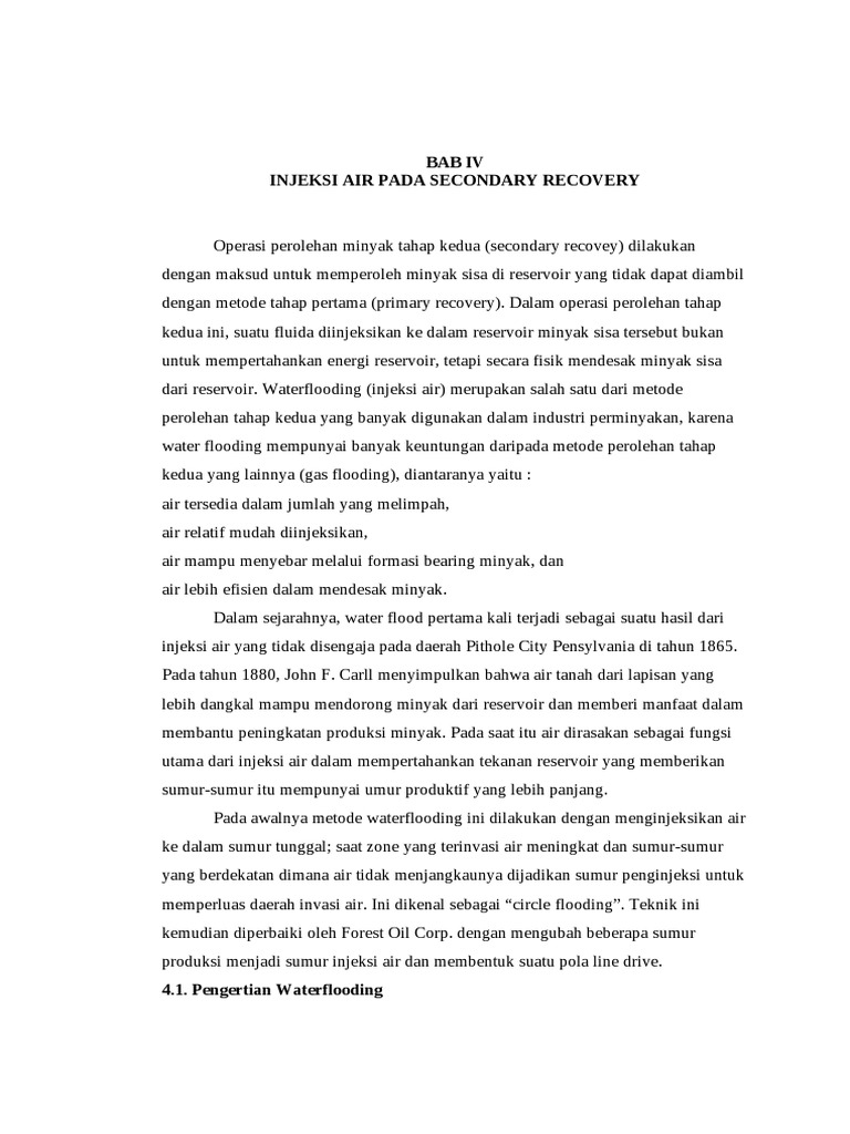 Injeksi Air (Secondary Recovery) | PDF