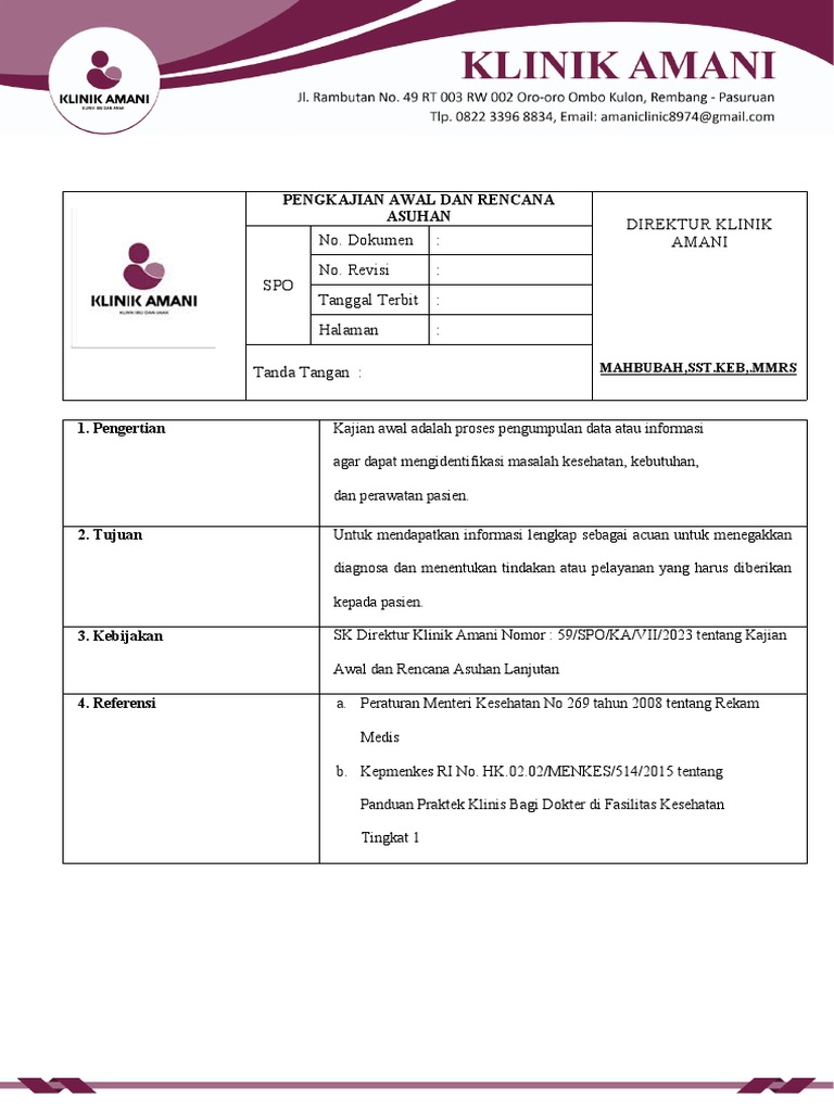 PKP 4 Ep 2 Spo Kajian Awal Dan Rencana Asuhan | PDF