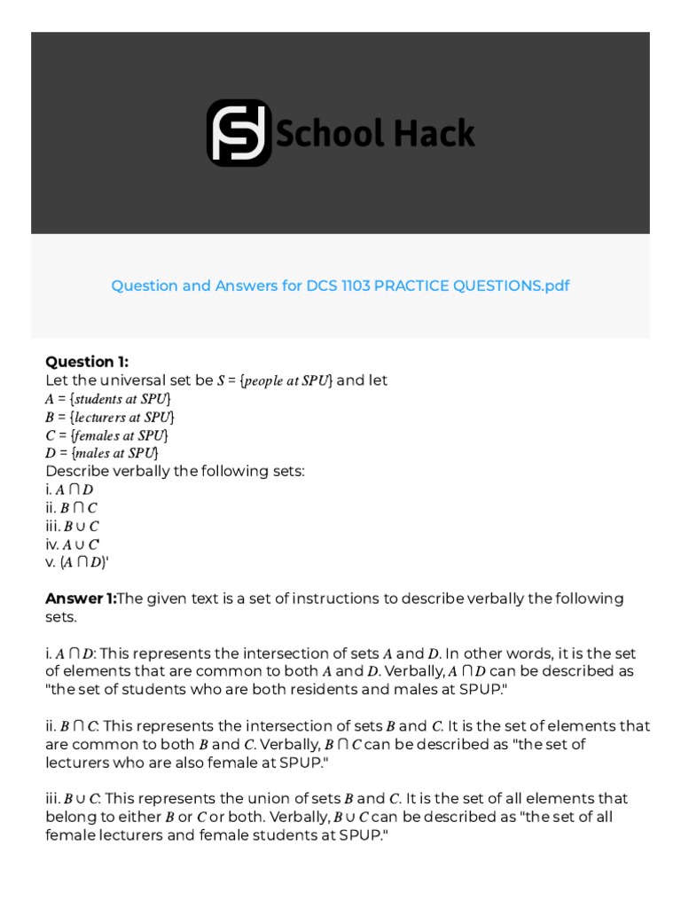 Fundamentals of Mathematics DCS 1103 PRACTICE QUESTIONS - PDF ...