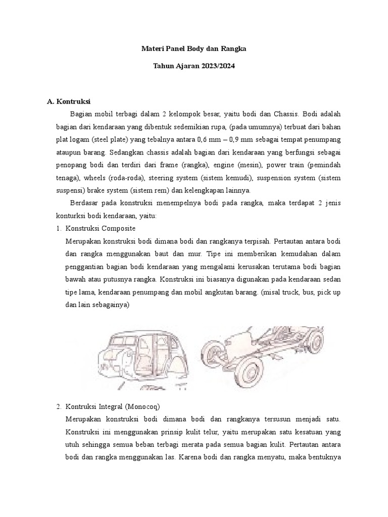 Materi Panel Body Dan Rangka 2 | PDF | Bisnis | Teknologi & Rekayasa