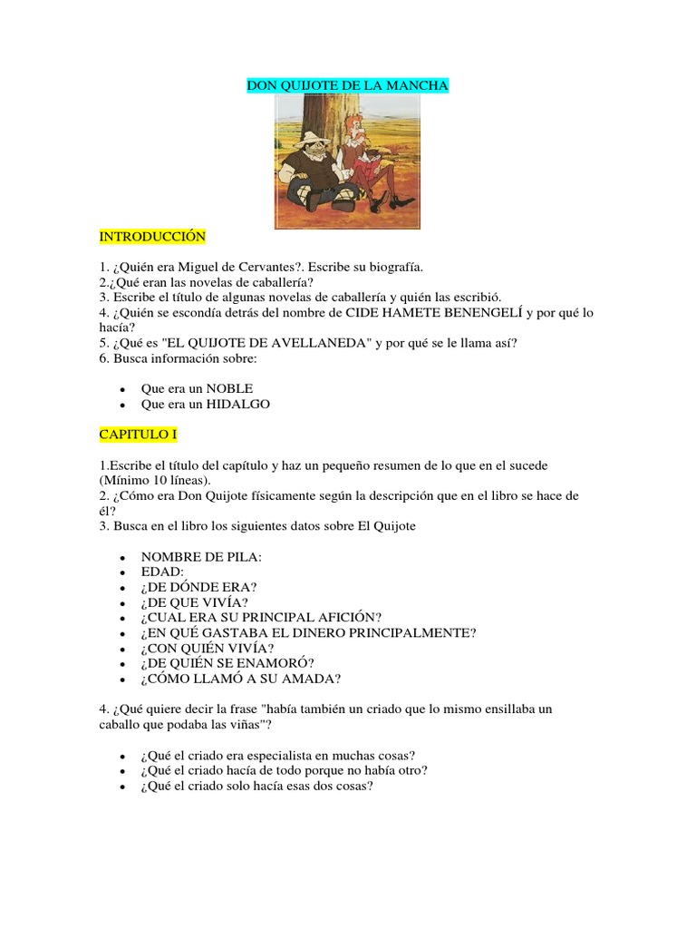 Don Quijote de La Mancha | PDF | Don Quijote