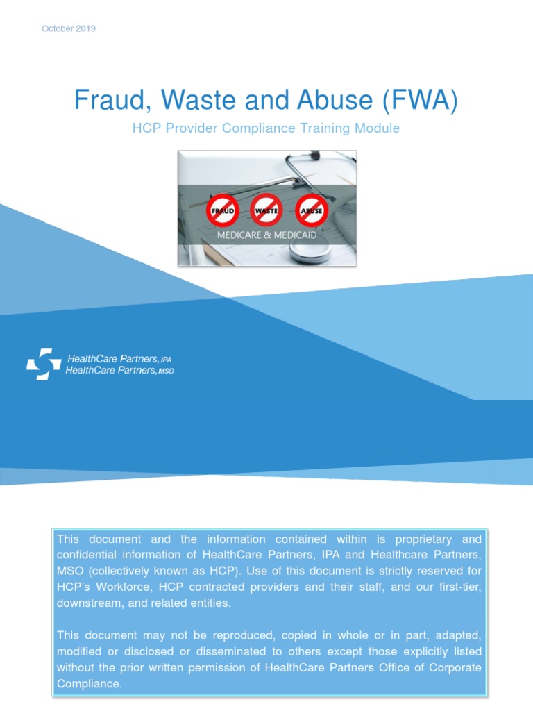 HCP FWA Compliance Training Overview | PDF | False Claims Act ...