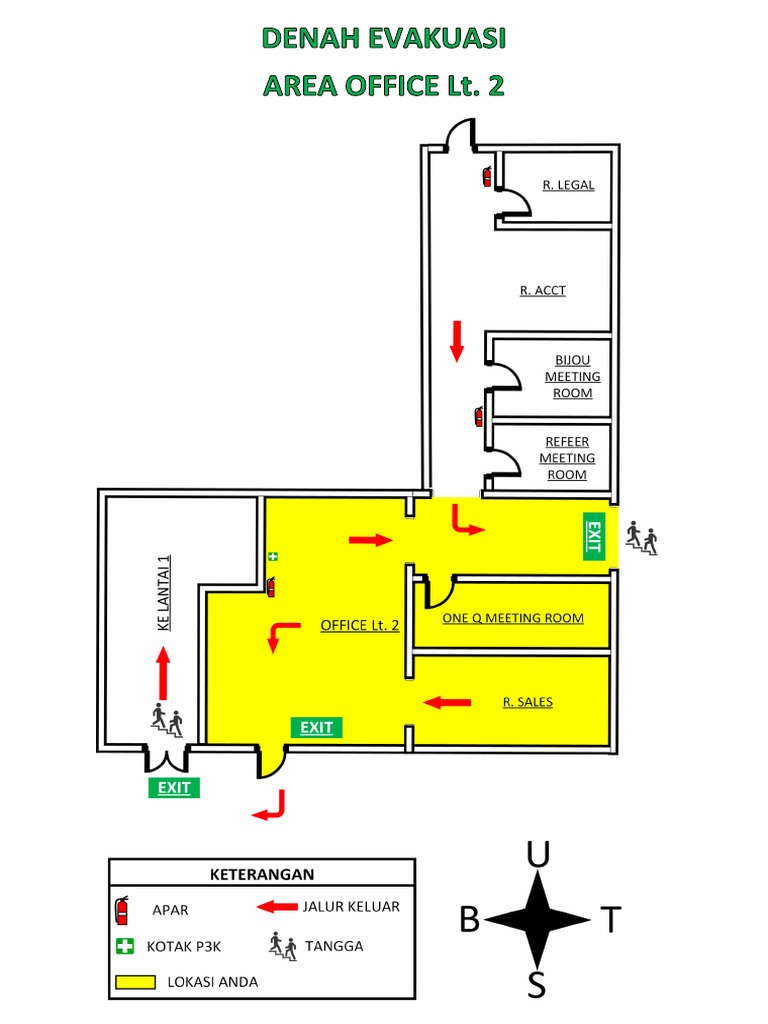 Denah Evakuasi Area Office Lt. 2 | PDF