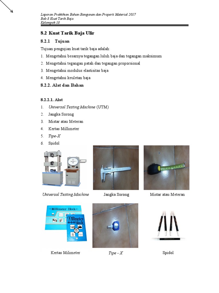 Bab 8 Kuat Tarik Baja Fix Ulir | PDF | Metode & Bahan Ajar