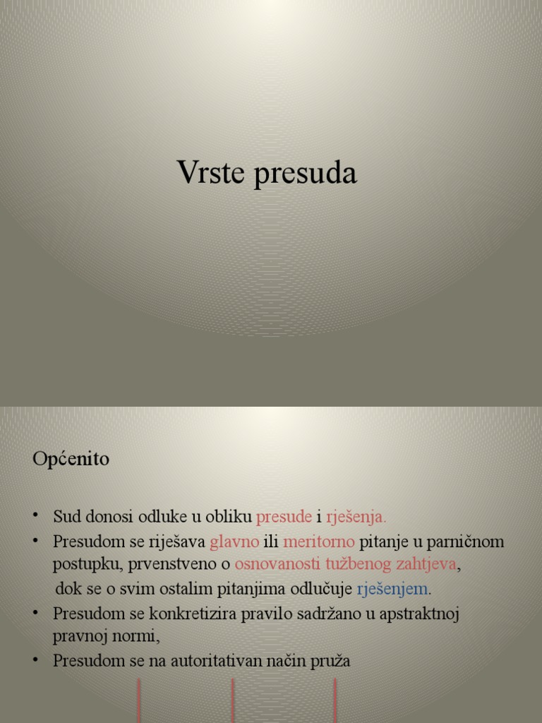 Vrste Presuda U Građanskom Pravu | PDF