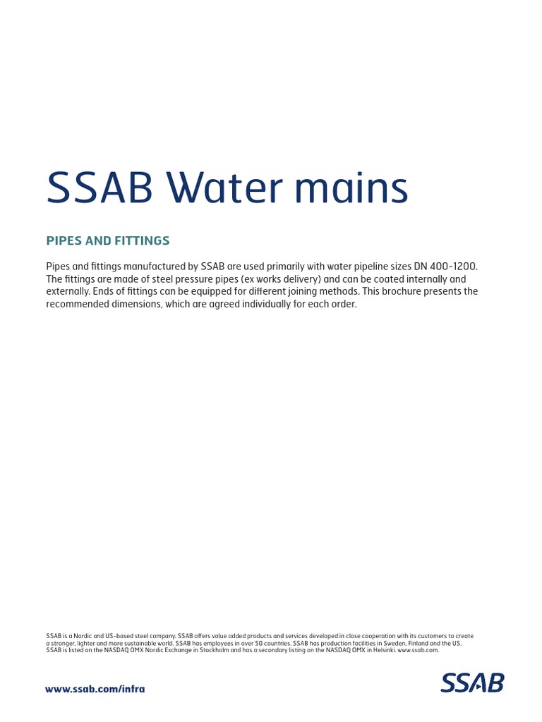 SSAB - Water Mains - Pipes and Fittings - EN | PDF | Pipe (Fluid ...