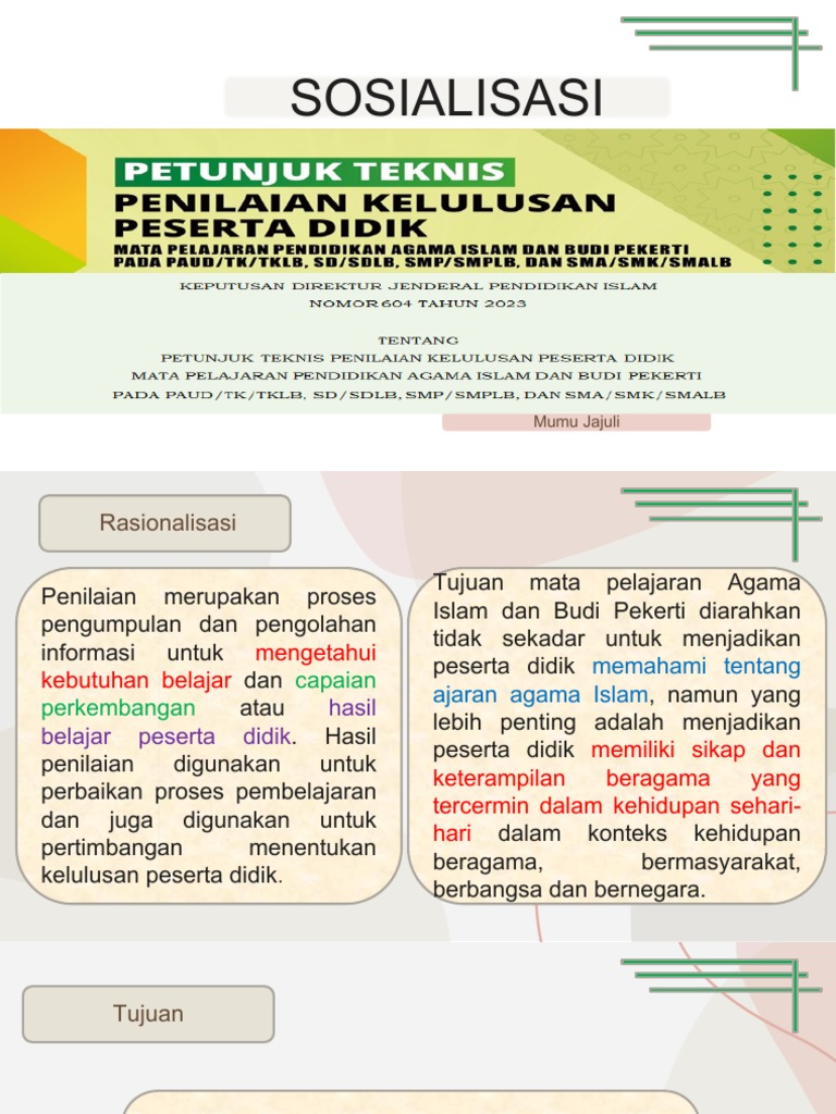 Sosialisasi Juknis Asesmen Kelulusan | PDF