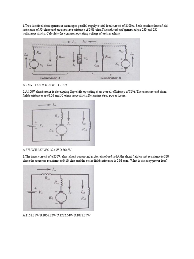 Generator and Motor Power Loss Calculations | PDF