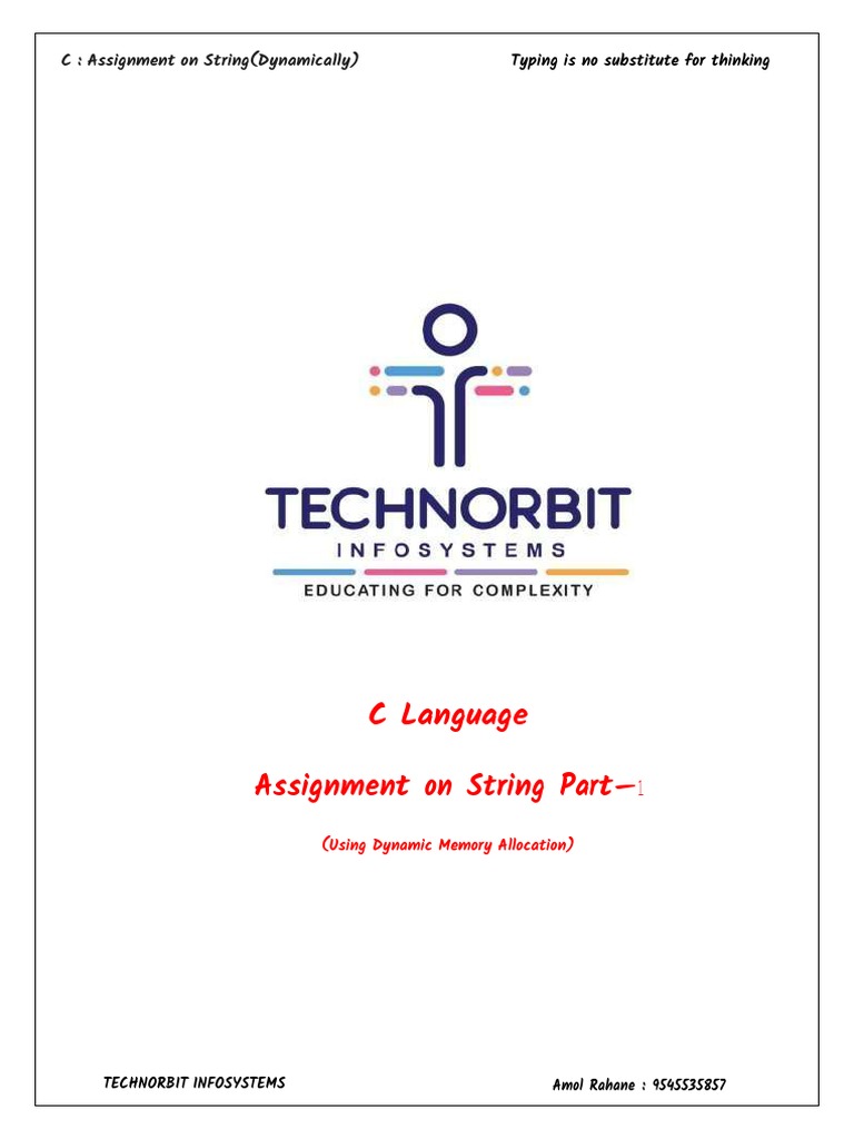 Assignment On String Part 1 Dynamically Pdf String Computer Science Human Communication