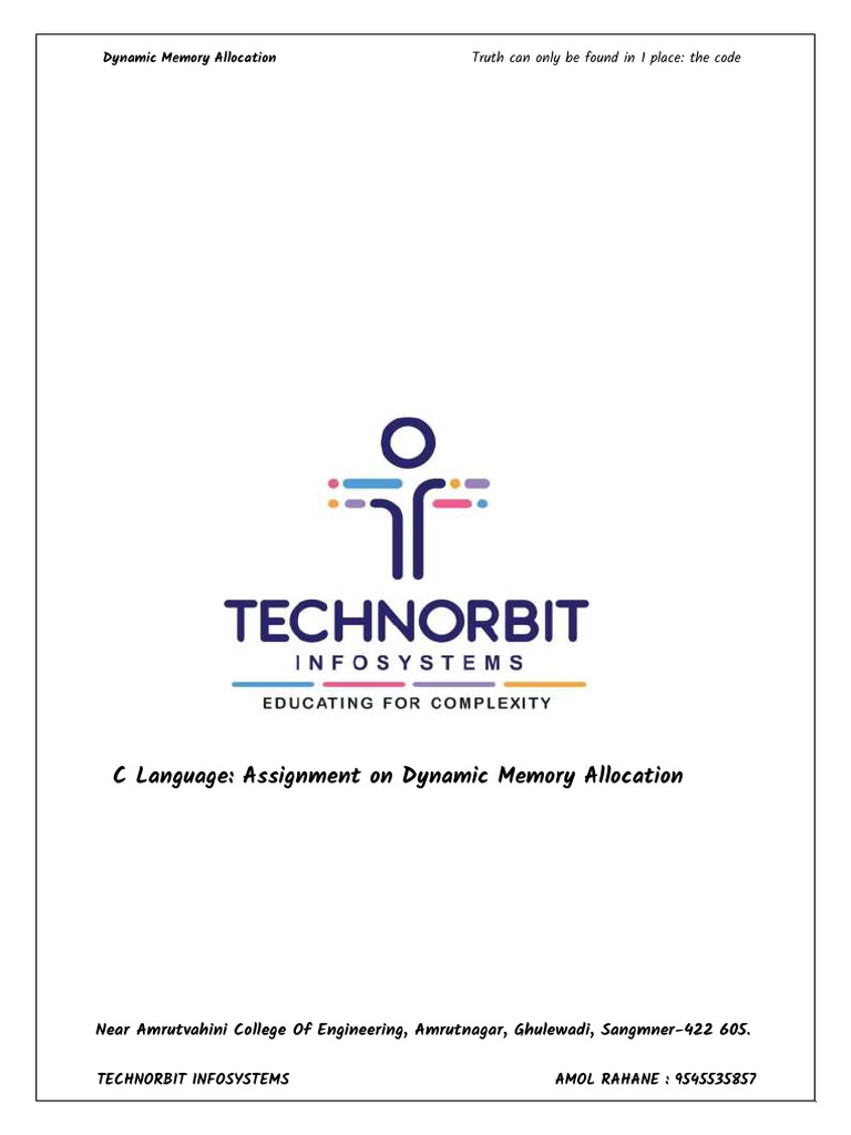 1 D Array Using Dynamic Memory Allocation Assignment | PDF | Applied Mathematics | Theoretical ...