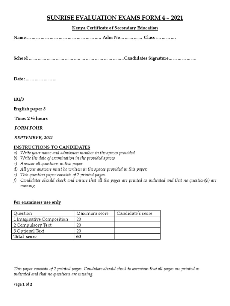 101 F4 English P3 QS | PDF
