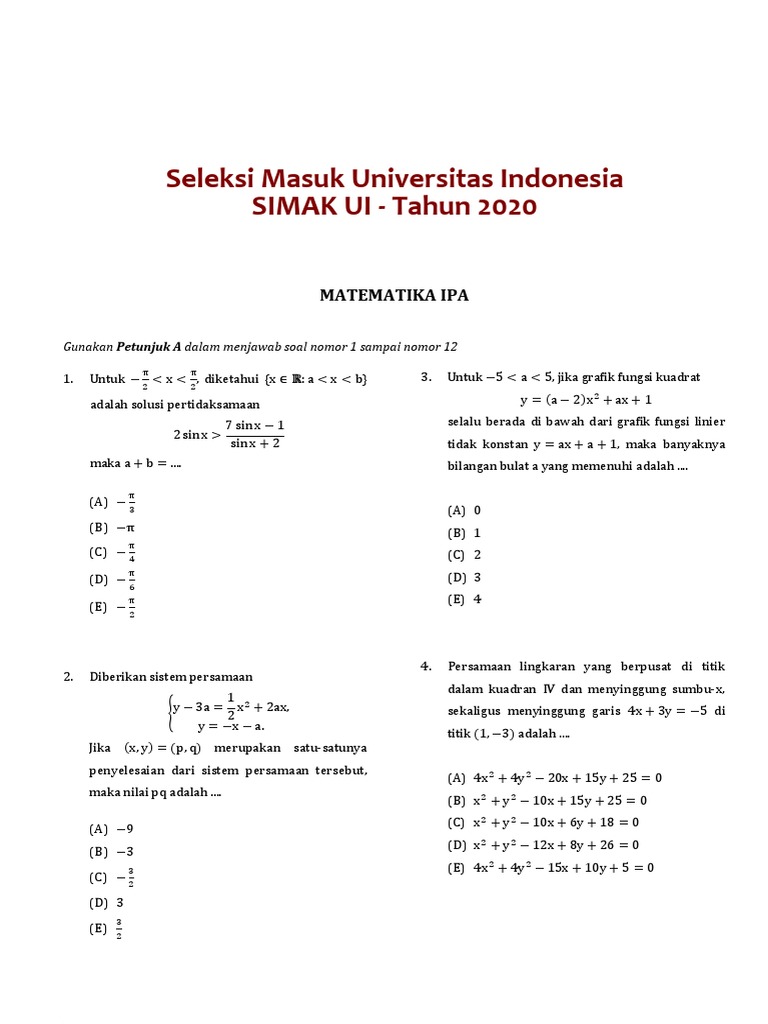Simak Ui 2020 - Kemampuan Ipa | PDF