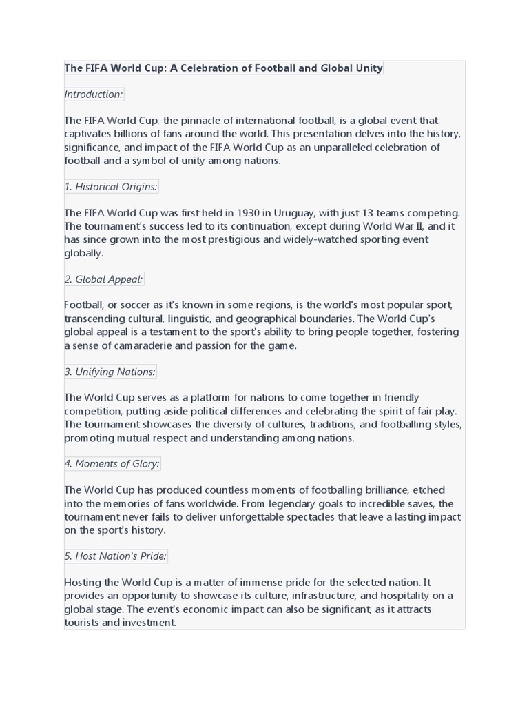 The FIFA World Cup | PDF | Fifa World Cup | Sports