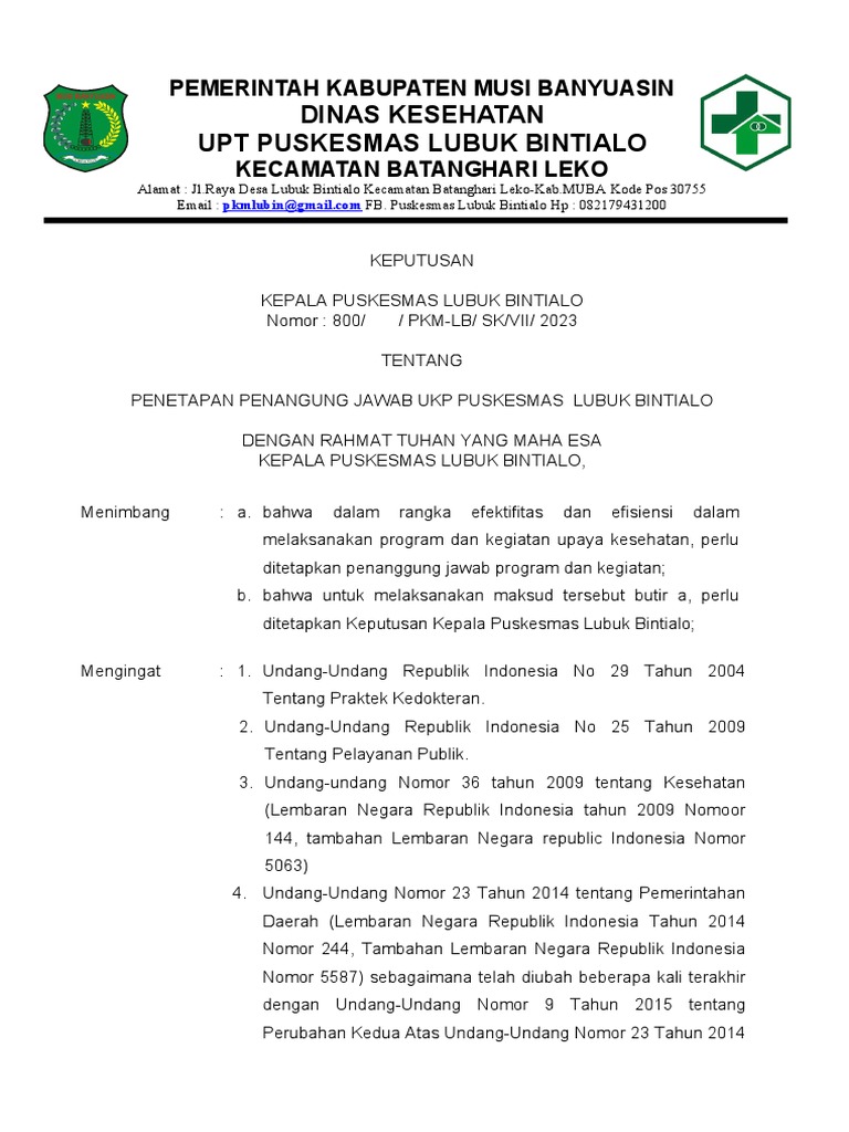 SK PJ Ukp Revisi 2023 | PDF