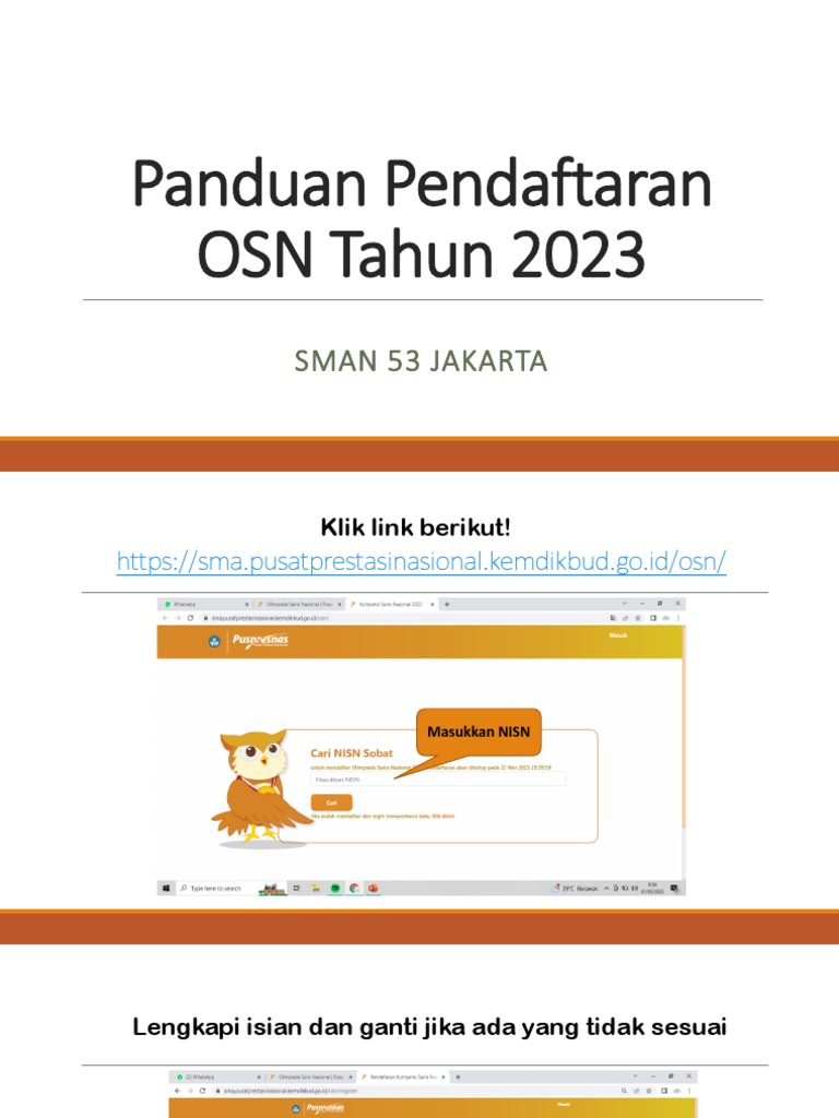 Panduan Pendaftaran OSN 2023 | PDF