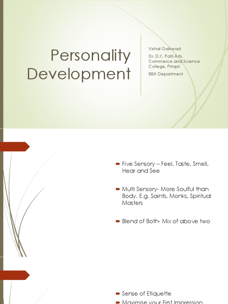 Personality Development Vishal Gaikwad BBA | PDF | Id | Self Esteem Personality Development Vishal Gaikwad BBA | PDF | Id | Self Esteem