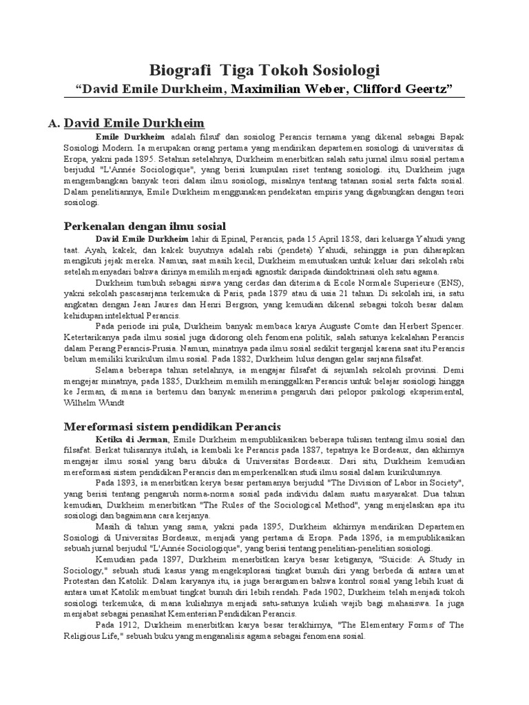 Biografi Tiga Tokoh Sosiologi Pdf