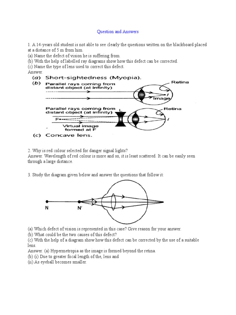 Human Eye and Colourful World Questions | PDF | Eye | Human Eye