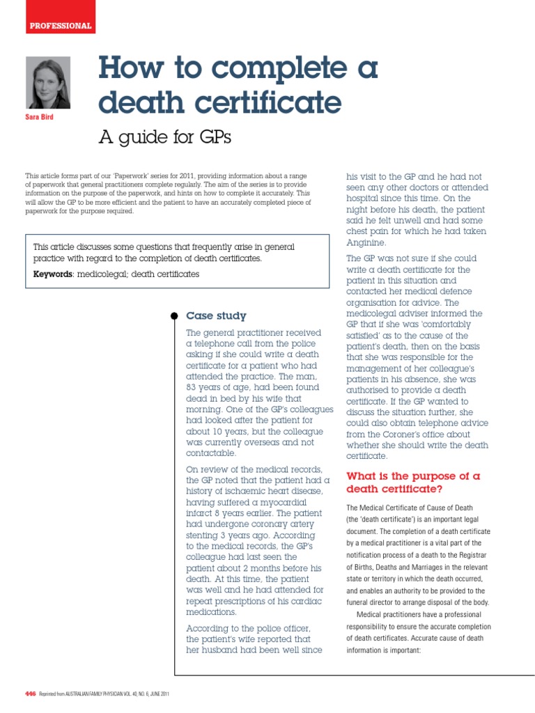 RACGP How To Complete A Death Certificate | Download Free PDF | General ...