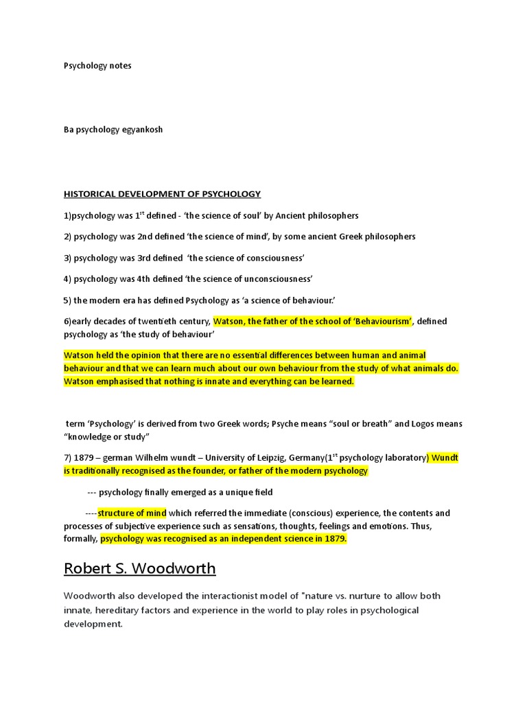 Psychology Notes | PDF | Thought | Psychology