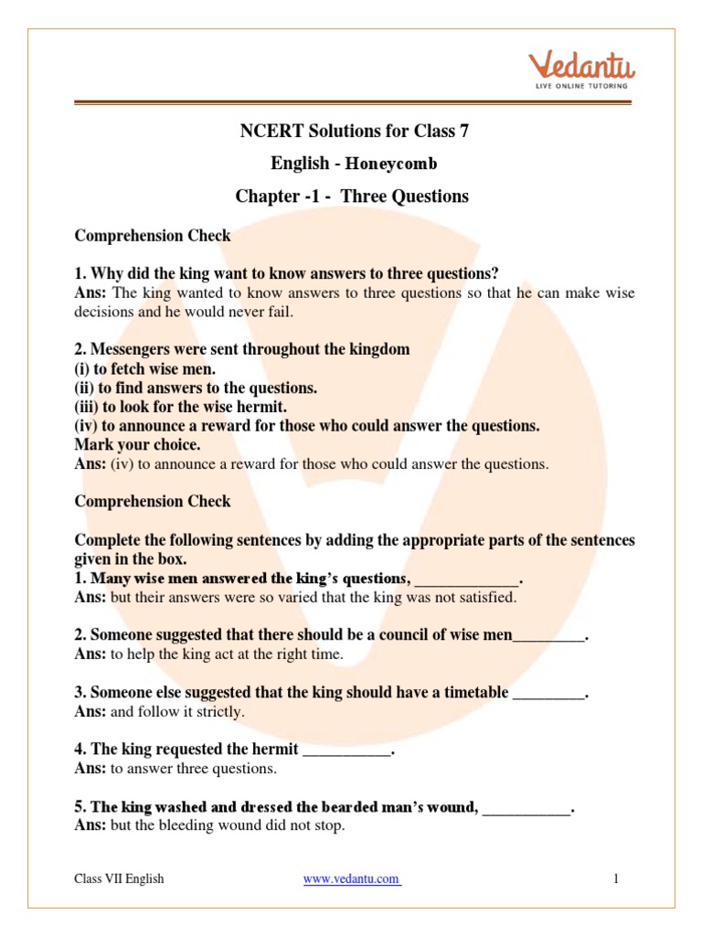 Class 7 English Honeycomb Chapter 1 | PDF | Forgiveness