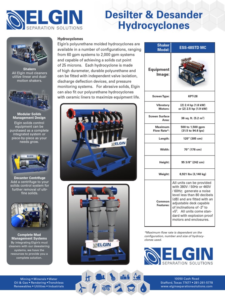 Elgin Hydrocyclone Cut Sheet 2019 | PDF | Solid | Mechanical Engineering