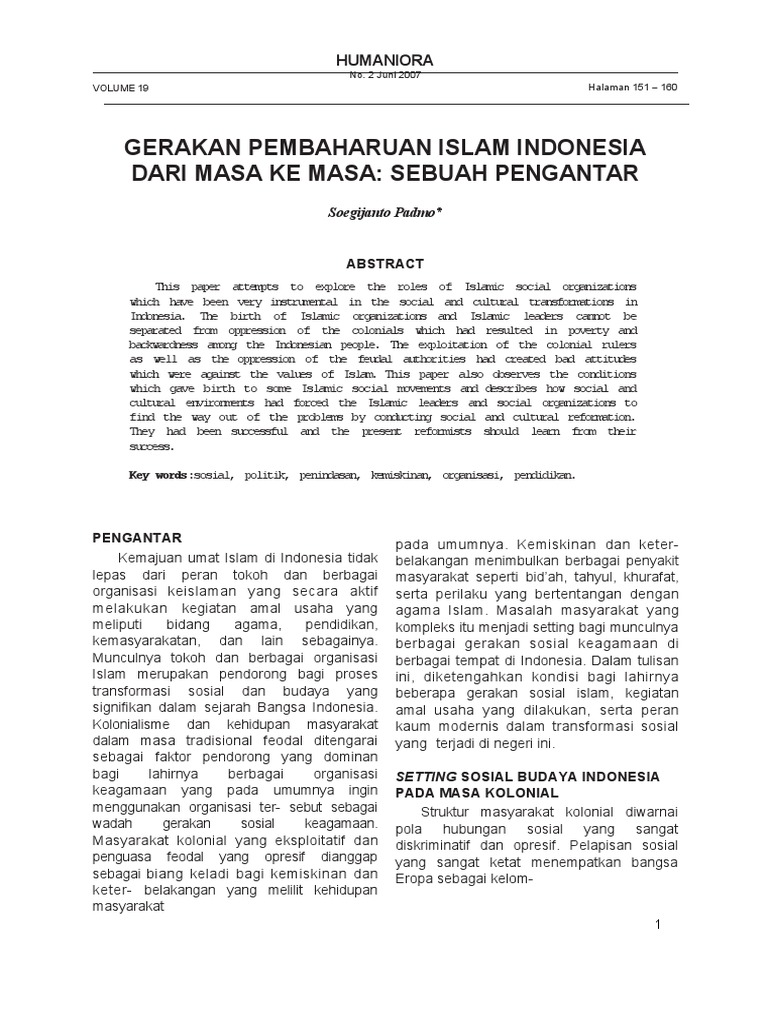 Pembaharuan Islam di Indonesia: Sejarah dan Peran | PDF