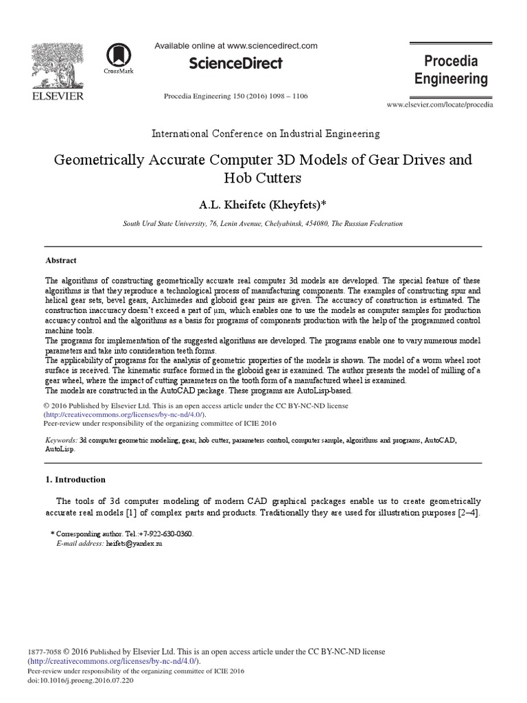 Geometrically Accurate Computer 3D Models of Gear | PDF | Gear | Helix