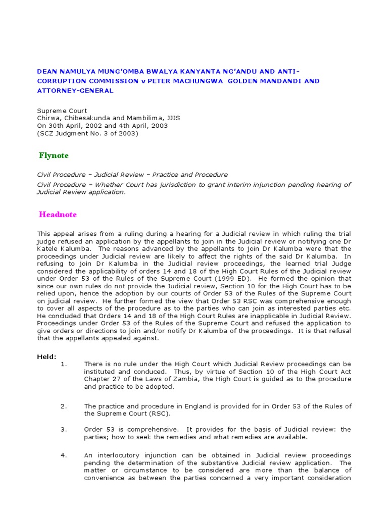 Order 53 of The Supreme Court Rules of England (White Book) 1999. msc ...
