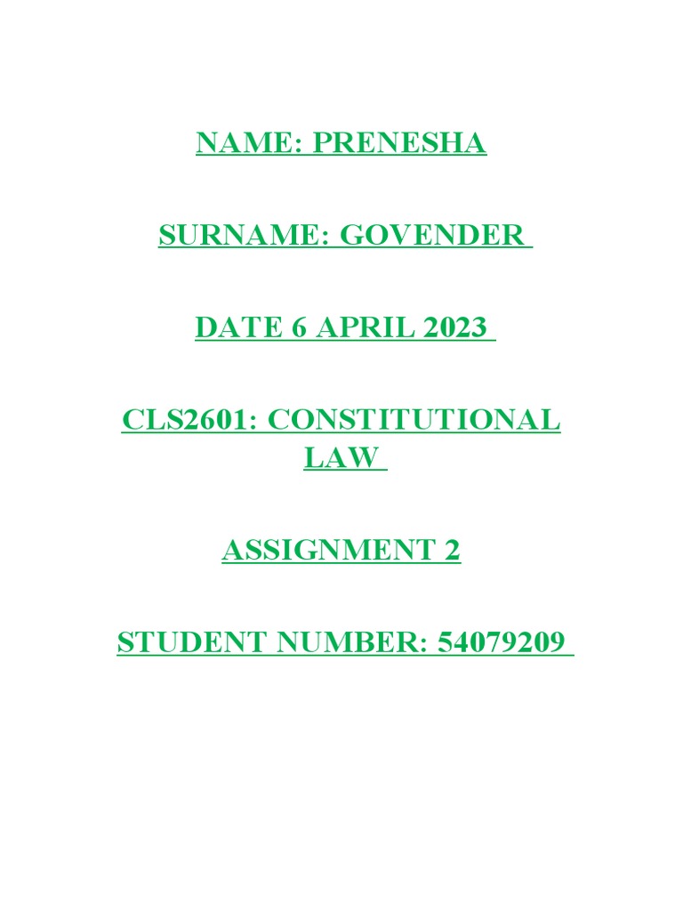 Assignment 2 | PDF | Separation Of Powers | Democracy
