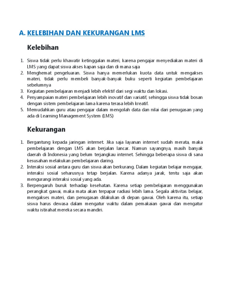 Kelebihan Dan Kekurangan LMS | PDF