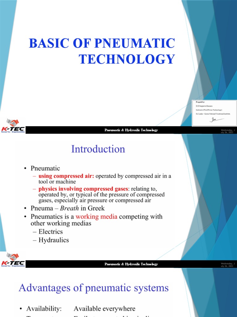 01.basic of Pneumatic Technology | PDF | Pressure | Pascal (Unit)