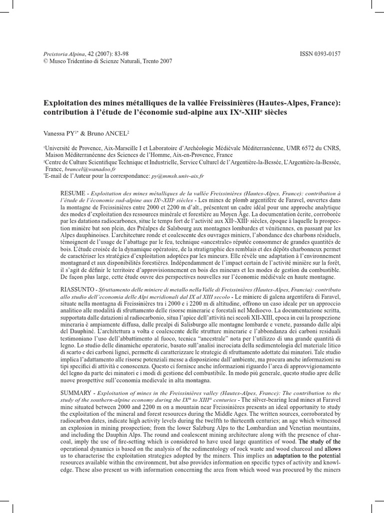 Exploitation Des Mines Metalliques de La | PDF | Exploitation minière ...