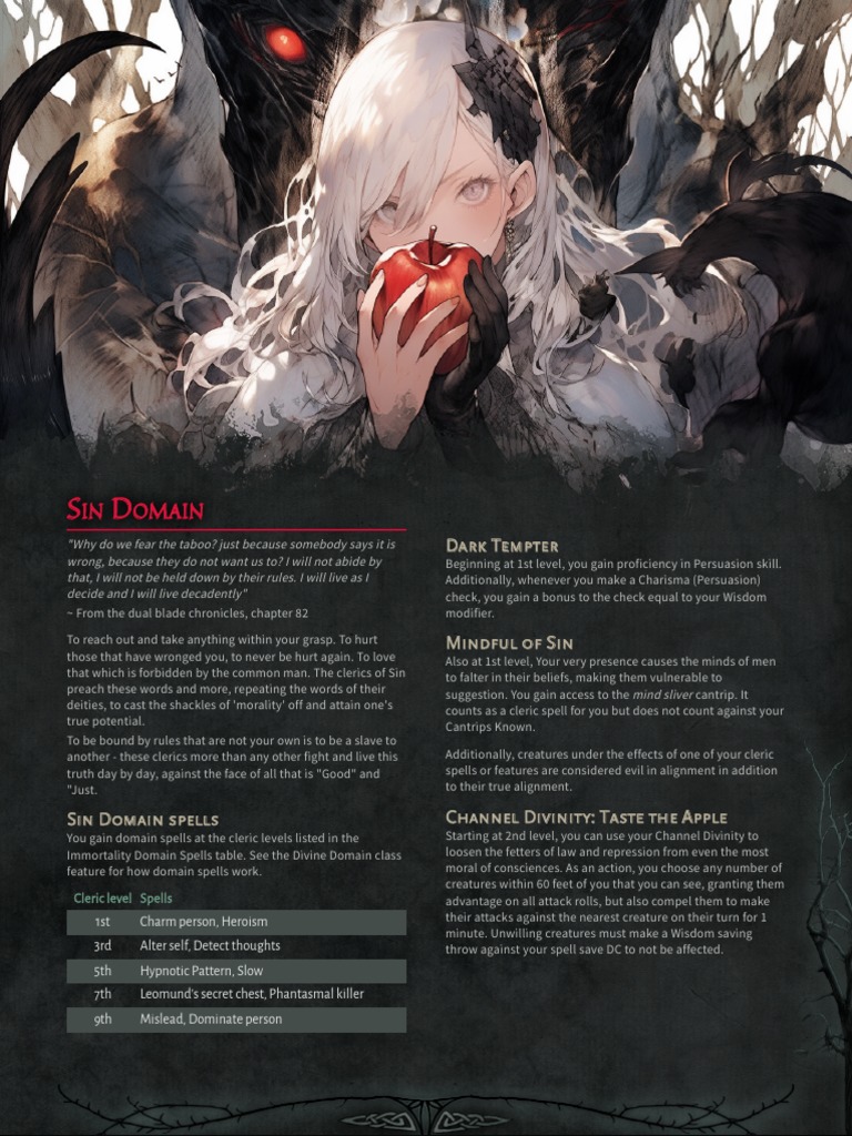 Cleric Sin Domain | PDF