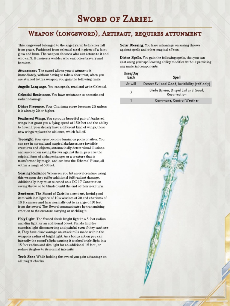 Sword of Zariel | PDF