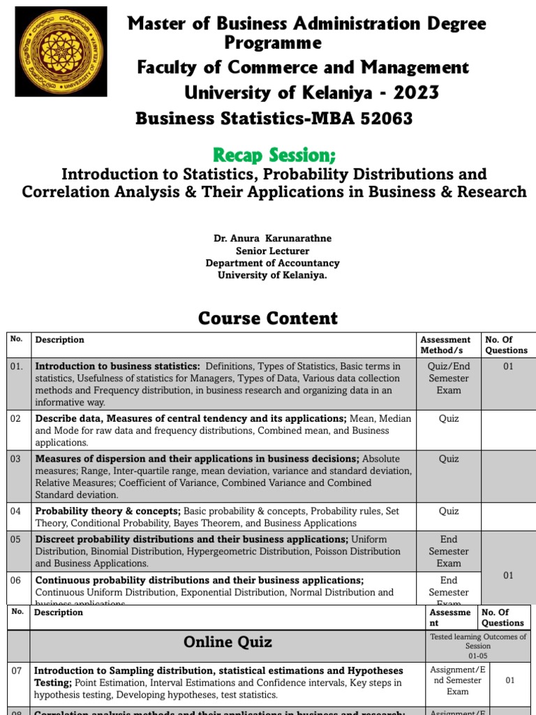 MBA-BS-Recap Session Model Questions-13-07-2023-SV1 | PDF | Spearman's ...
