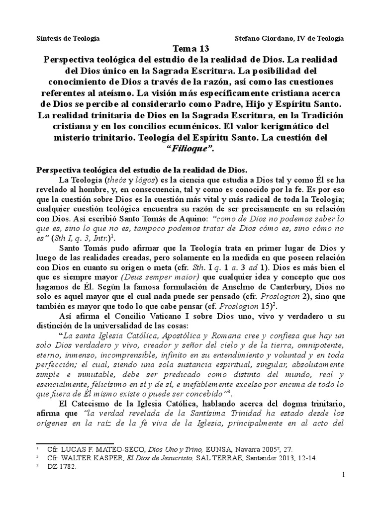 Dios Uno y Trino | PDF | Trinidad | espíritu Santo