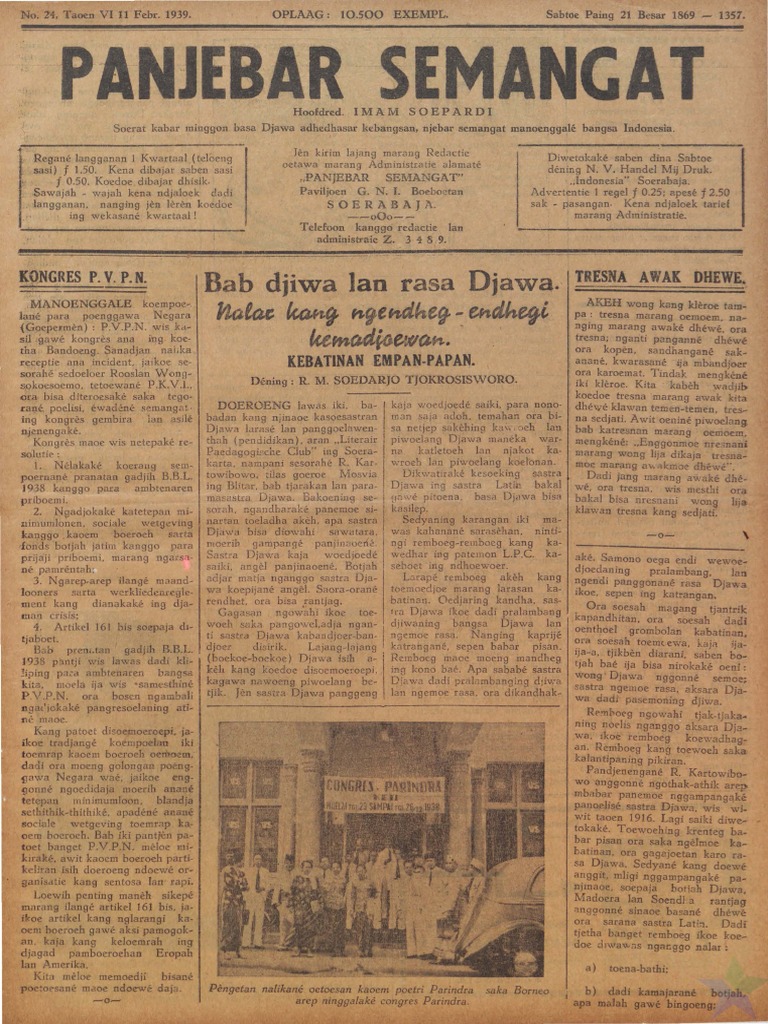Panjebar Semangat 1939 Februari 11 Tahun Vi No 24 001 | PDF