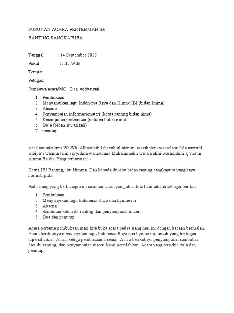 Susunan Acara Pertemuan Ibi Pdf