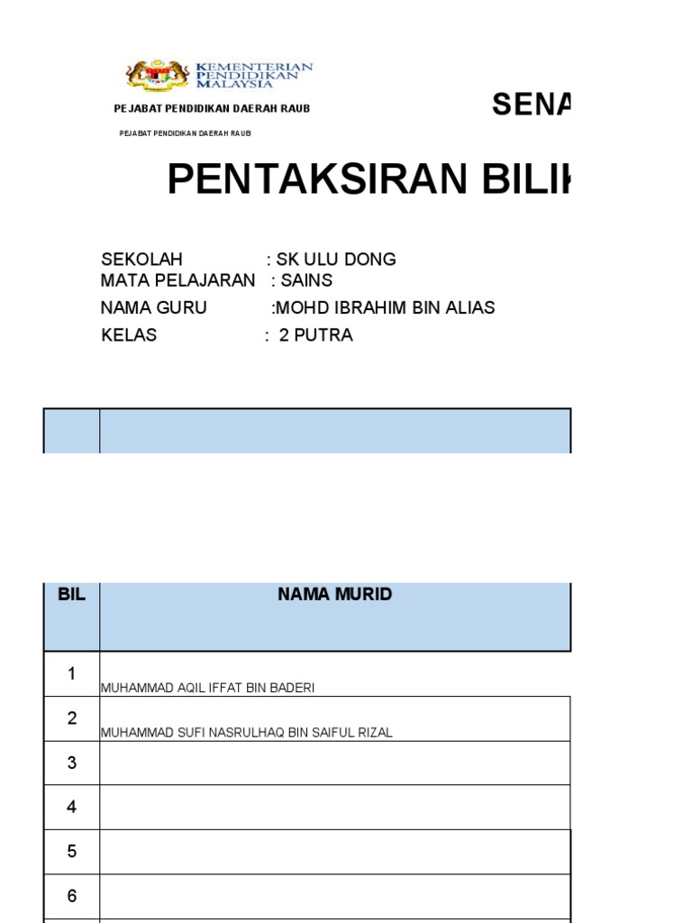 2) Senarai Nama Murid Tp1 - Tp2 - tp3 | PDF 2) Senarai Nama Murid Tp1 - Tp2 - tp3 | PDF