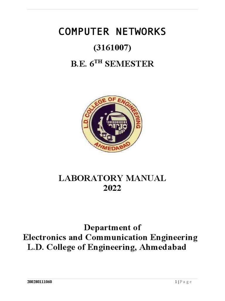 Computer Networks: (3161007) B.E. 6 Semester | PDF | Computer Network | Router (Computing)