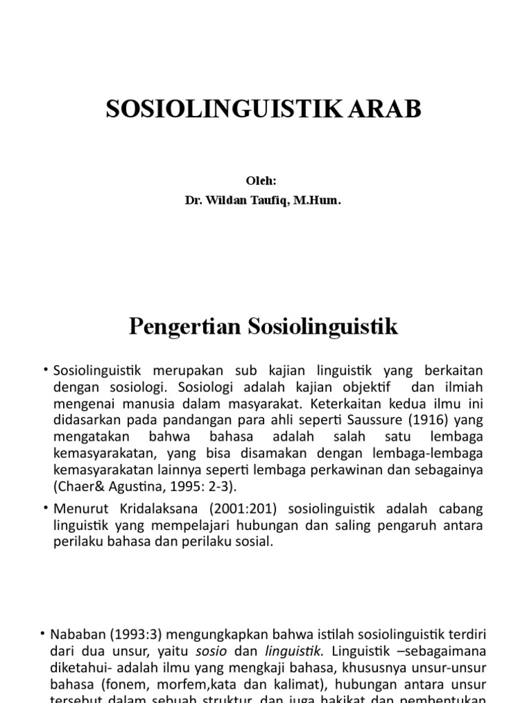 Sosiolinguistik Arab: Konsep dan Manfaat | PDF | Seni & Disiplin Bahasa