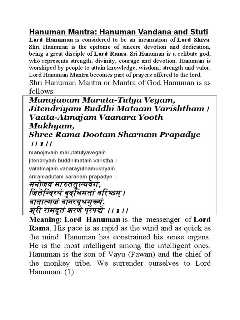 Hanuman Prayers | PDF | Hindu Gods | Hindu Deities