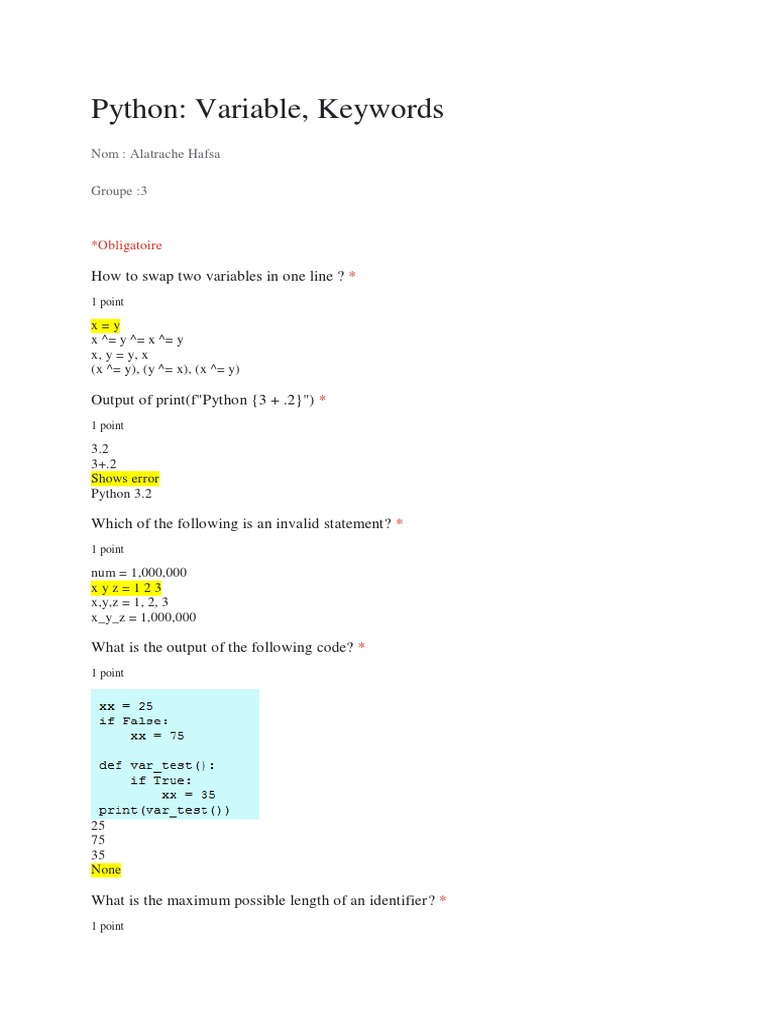 Quiz Python | PDF | Boolean Data Type | Data Type Quiz Python | PDF | Boolean Data Type | Data Type