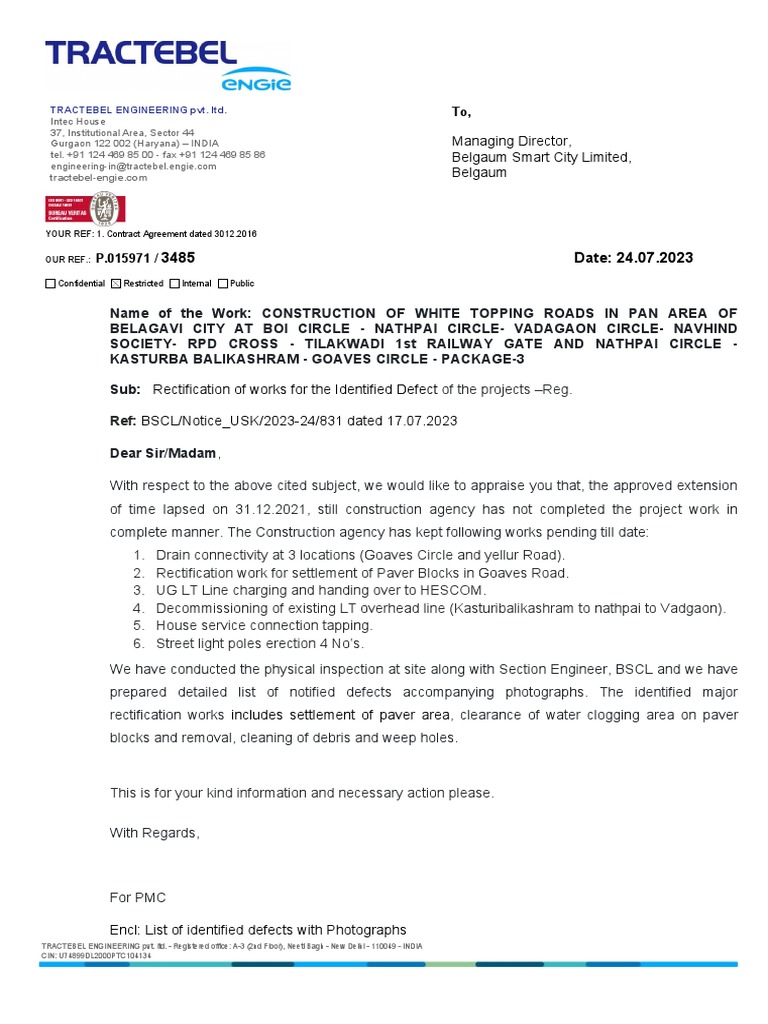 P.015971 - 3485 - WT PKG 3 - Rectification Works & Pending Works 24.07. ...